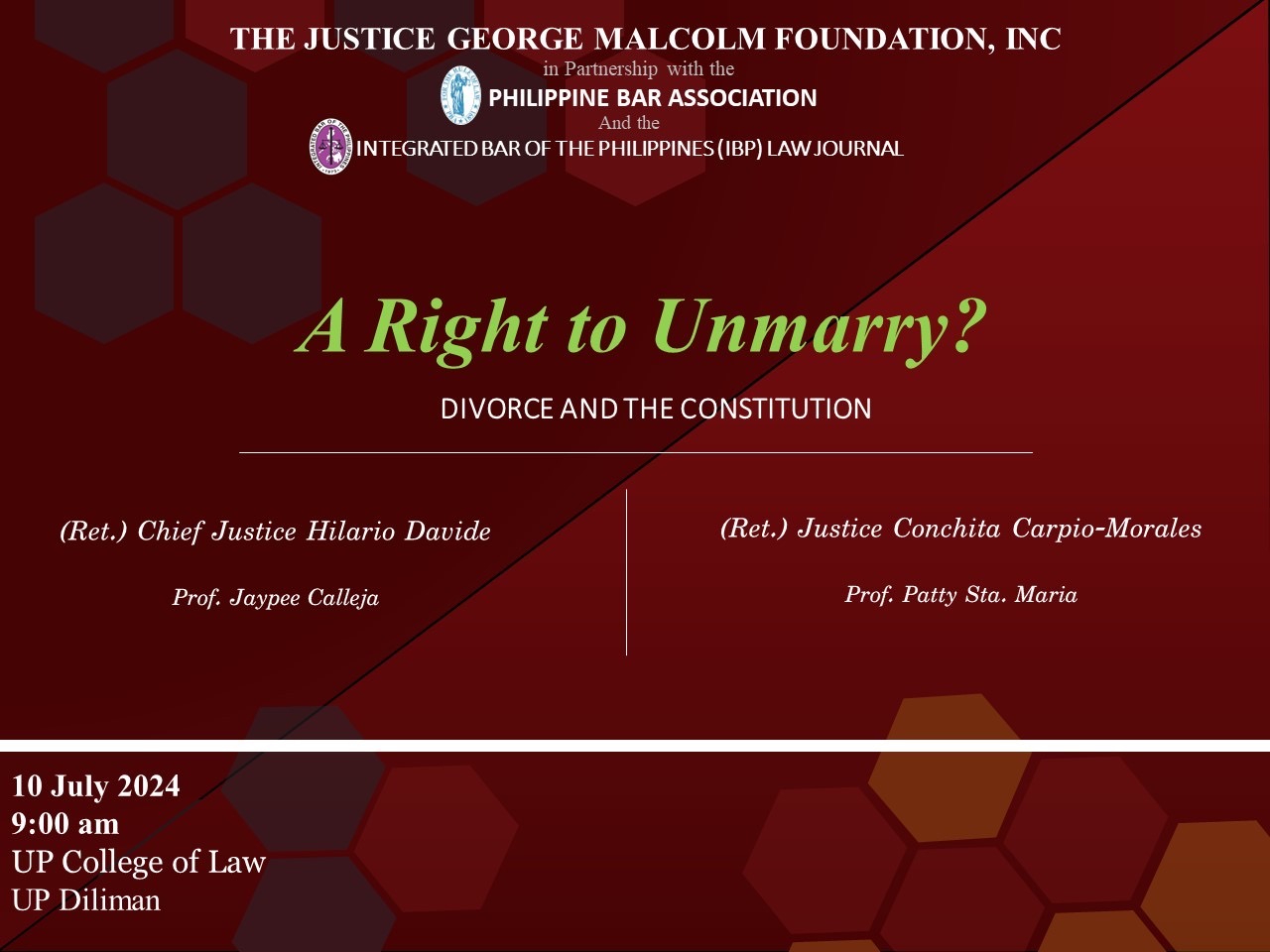 A Right to Unmarry? Divorce and the Constitution - Philippine Bar ...